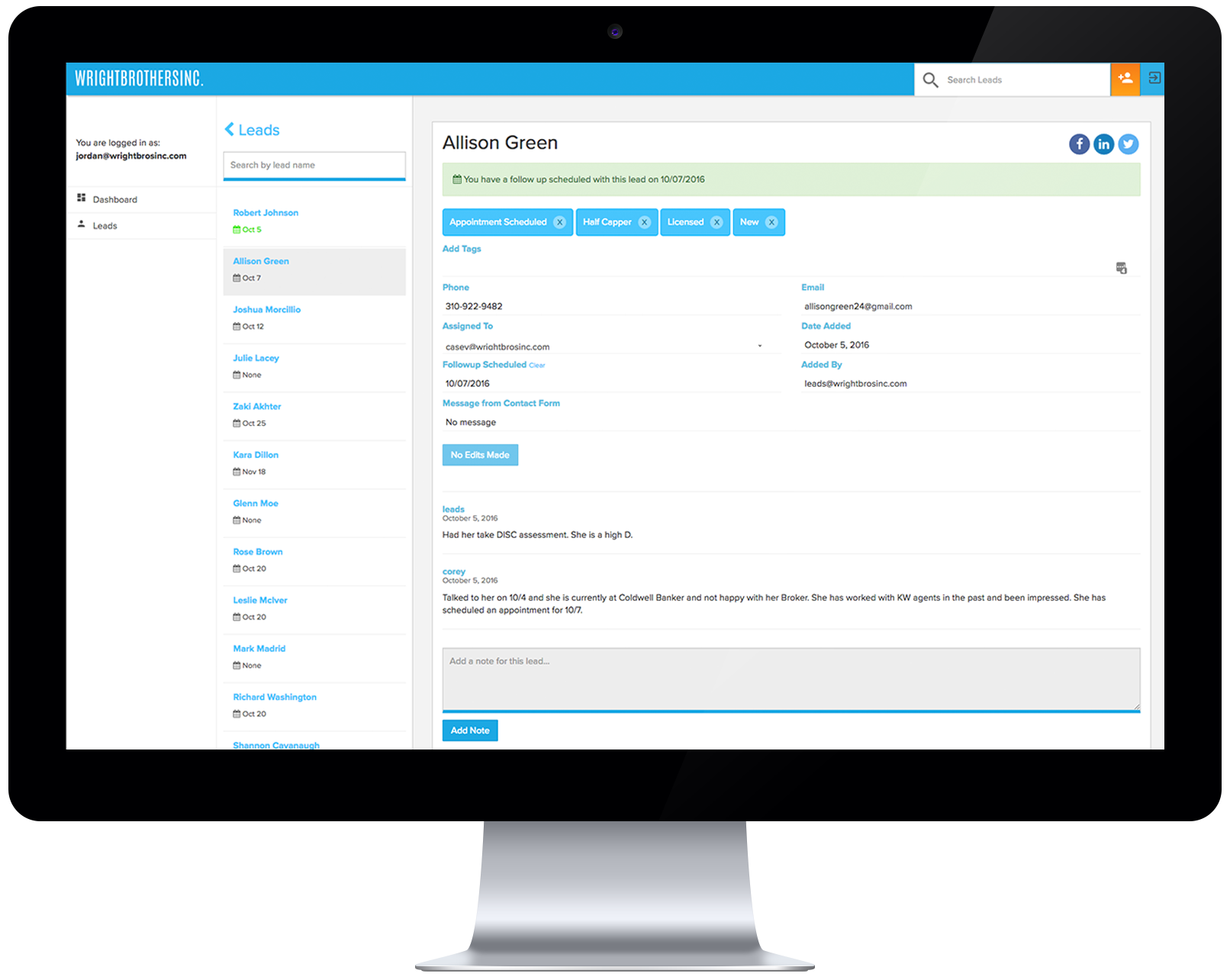 Lead Management System - Wright Brothers Inc : Wright Brothers Inc